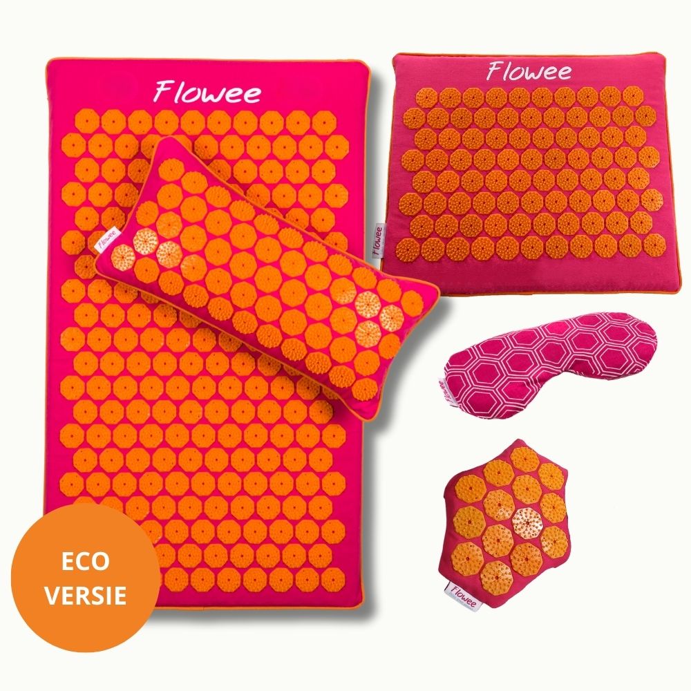 Relaxset PRO - Spijkermat ECO - Fuchsia met oranje - Flowee - Relax ...